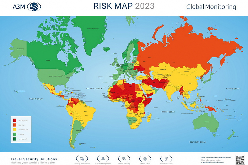 Die Welt auf einen Blick: Krisenexperte A3M aktualisiert die Risk Map ... Die Welt auf einen Blick: Krisenexperte A3M aktualisiert die Risk Map ...